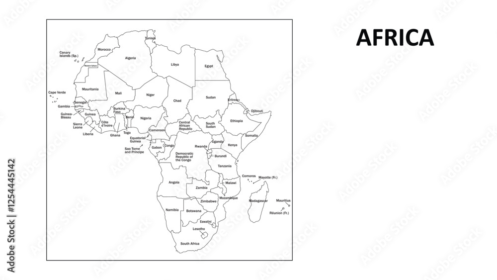 เวกเตอร์ Stock Africa Map. Countries map of Africa. Administrative map ...