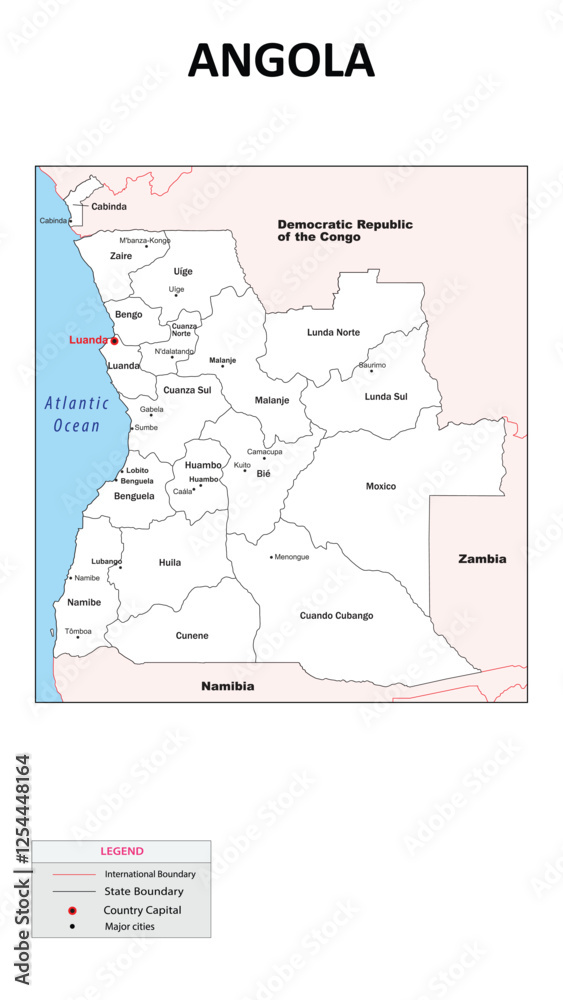 Image vectorielle Stock Angola Map. State map of Angola. Administrative ...