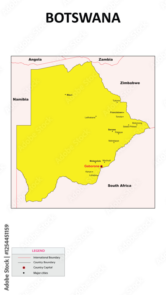 Botswana Map. Major cities in Botswana. Political map of Botswana with ...