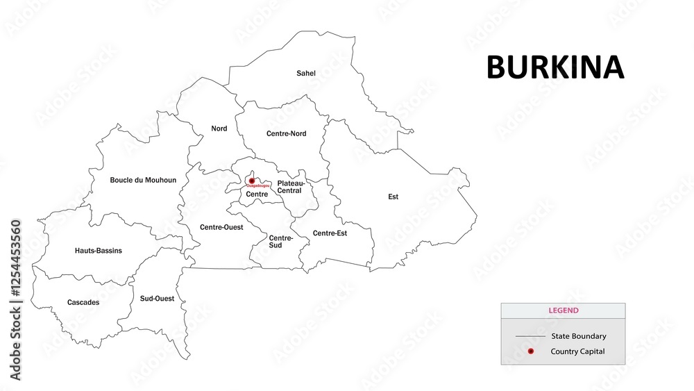 Burkina Faso Map. State and district map of Burkina Faso ...
