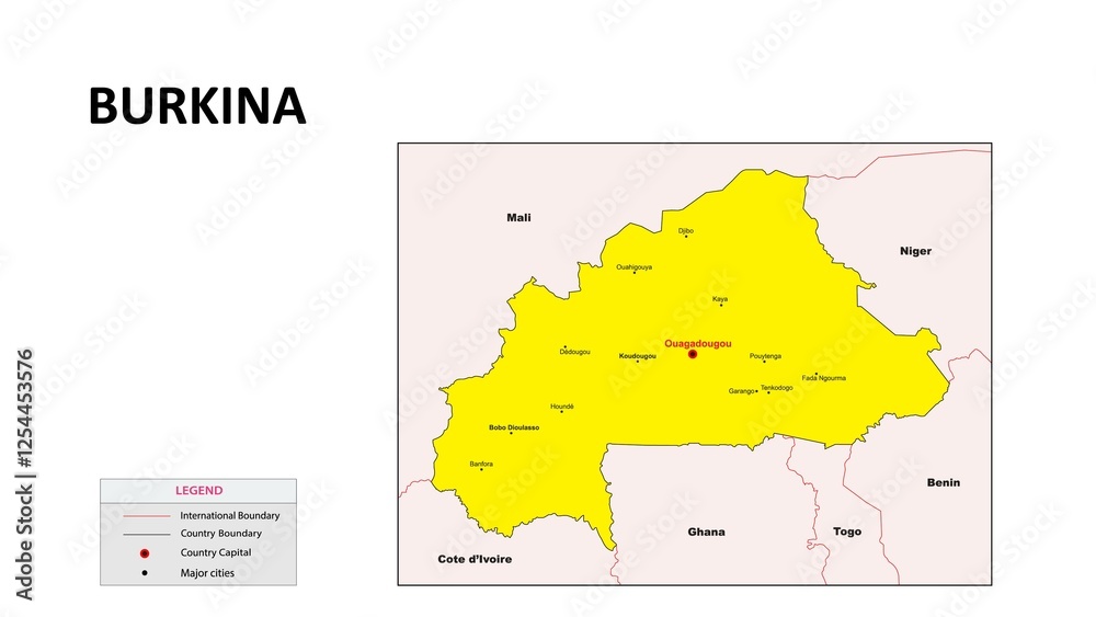Burkina Faso Map. Major cities in Burkina Faso. Political map of ...