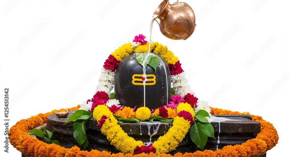 offering puja to Shivlinga or Shivlingam, Jalabhishek Rudrabhishek of ...
