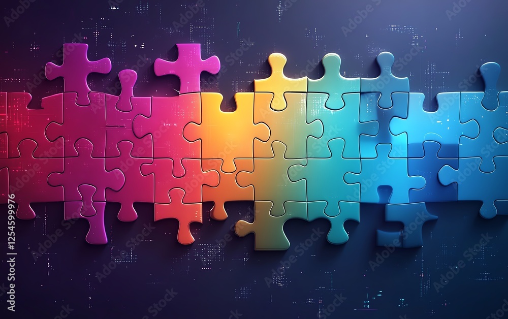 Colorful puzzle pieces fitting together, symbolizing connection and ...