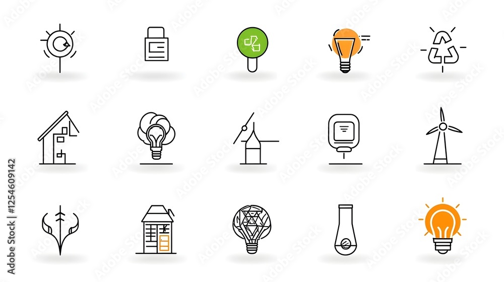 Visually appealing collection of 15 outline icons representing ...