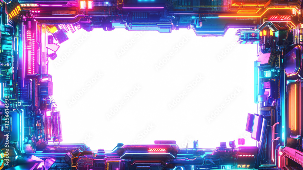 abstract neon futuristic cyberpunk sci fi frame border background Stock ...