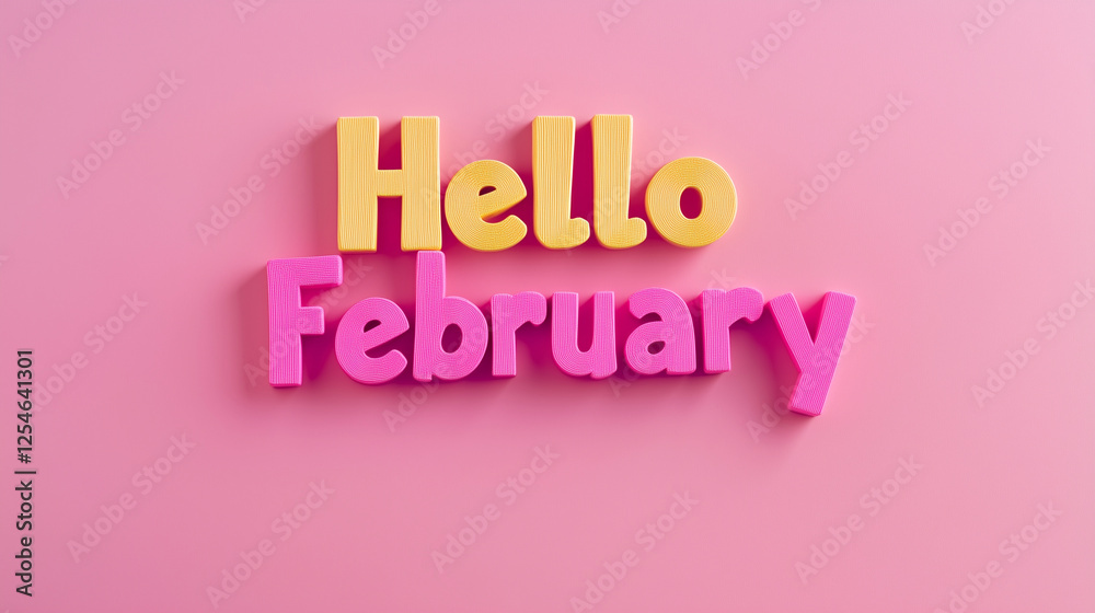 stylish "Hello February" text animation in a vibrant pink font ...