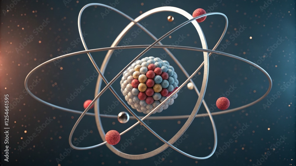 Atomic Structure 3D Render of Nucleus and Orbitals, Science, Physics ...