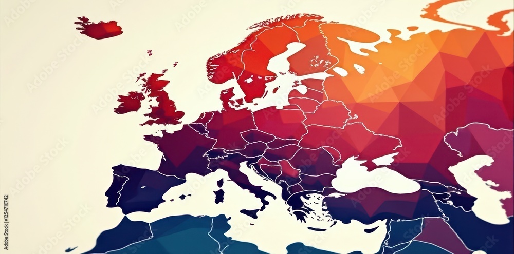 Stylized Europe map silhouette, elegant design, art, geography Stock ...