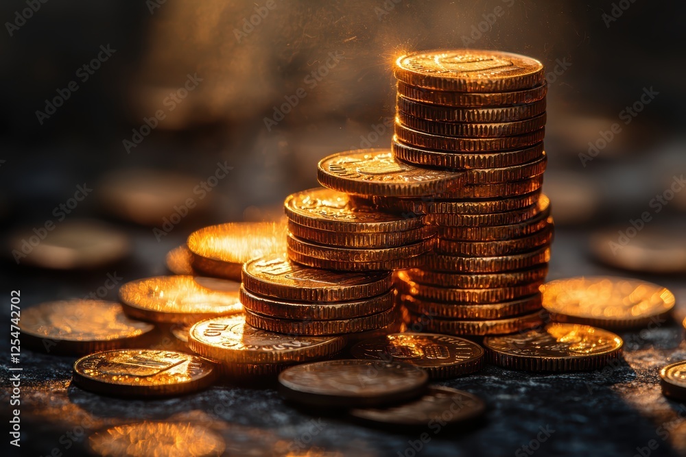 Wealth disparity visualization stacked coins symbolizing economic ...