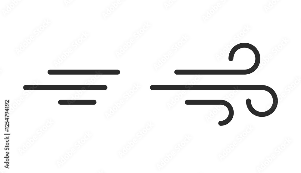 Wind air blow blast icon line stroke icon simple graphic element, speed ...