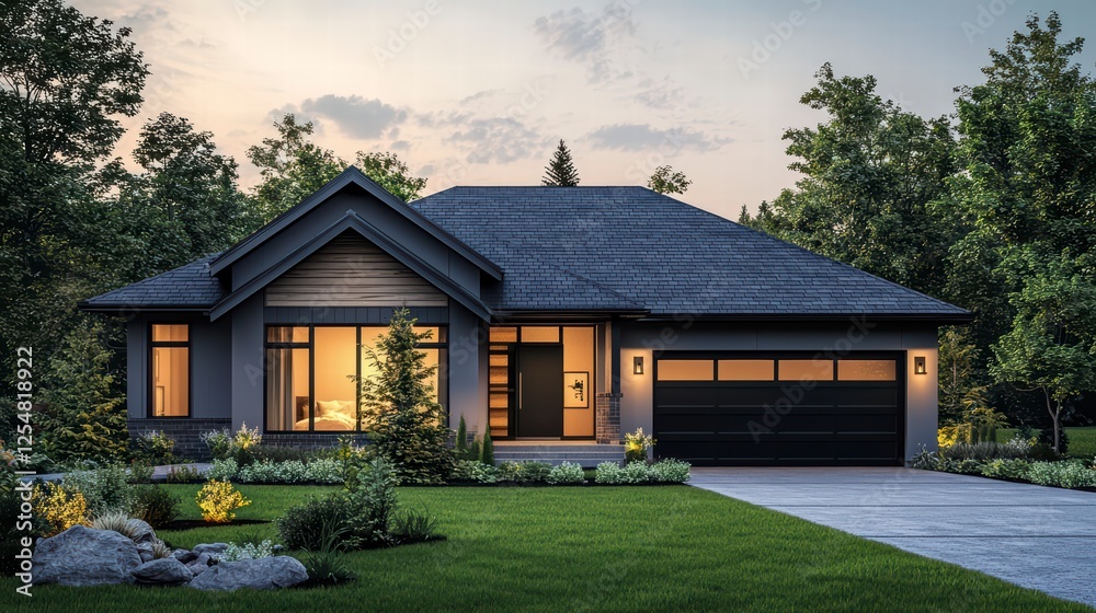 Modern Minimalist Ranch Home: A sleek, modern ranch home boasts a ...