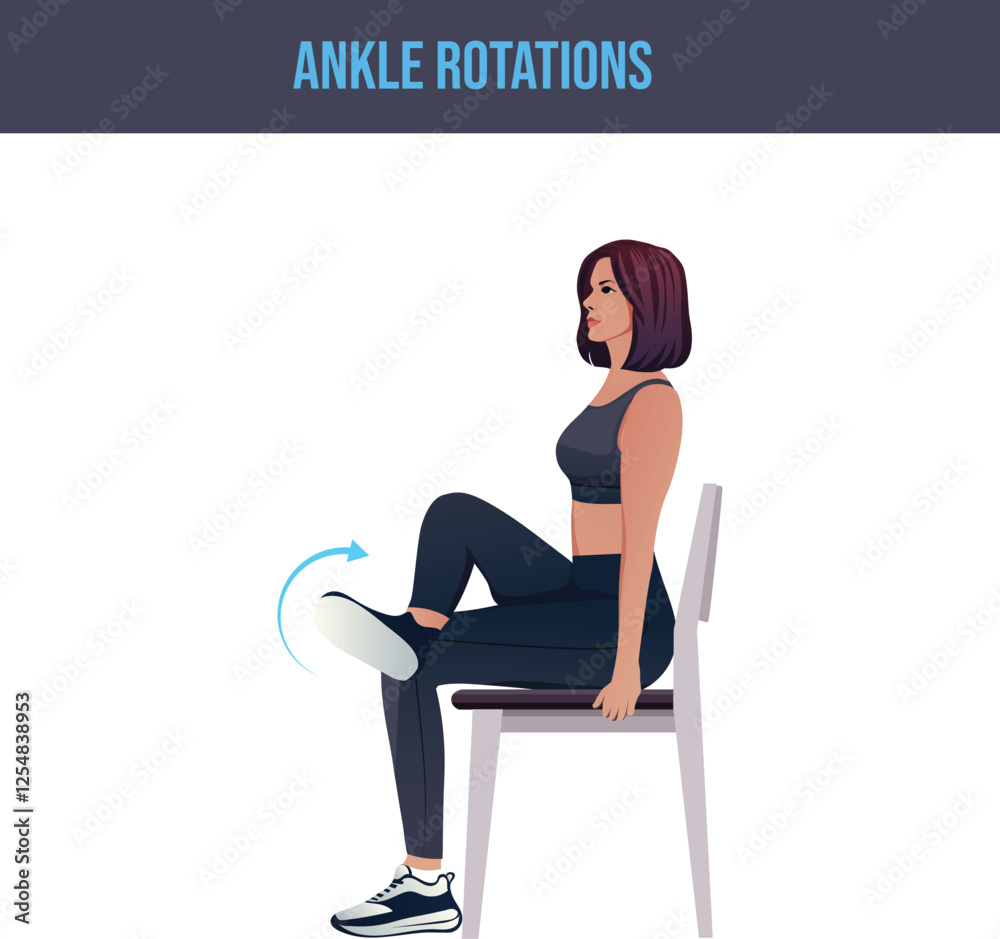 chair exercise,Ankle Rotations Stock Vector | Adobe Stock