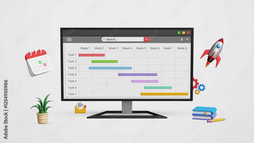 Business project management system, work progress and schedule, agenda ...