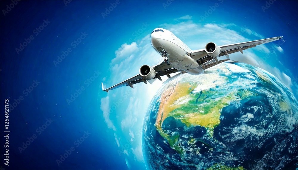 Airplanes, international travel and round the world. Passenger plane ...
