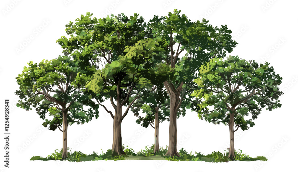 Large hardwood trees group cutout on transparent backgrounds png ...