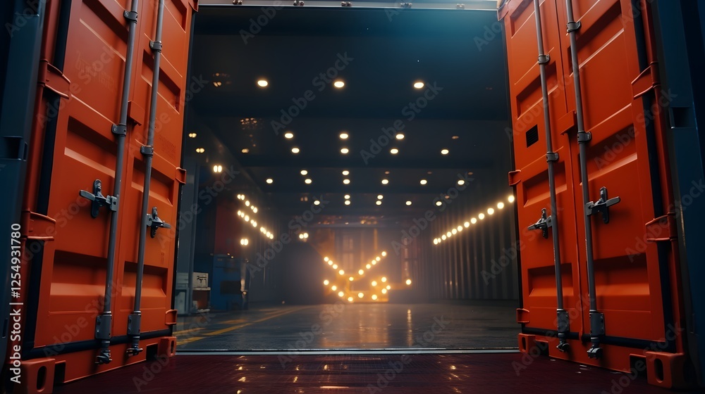 Dramatic close up shot of shipping container doors being dramatically ... Dramatic close up shot of shipping container doors being dramatically ...