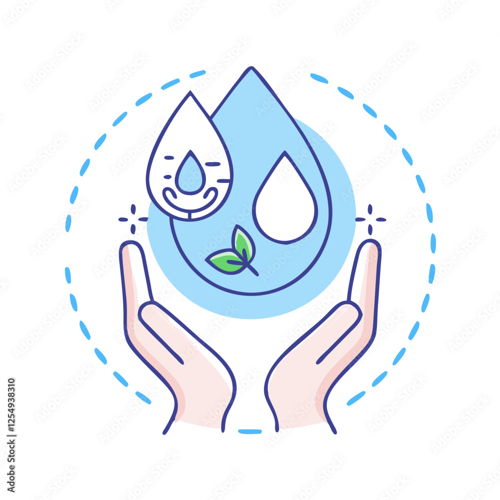 water conservation icon, water conservation vector illustration-simple ...