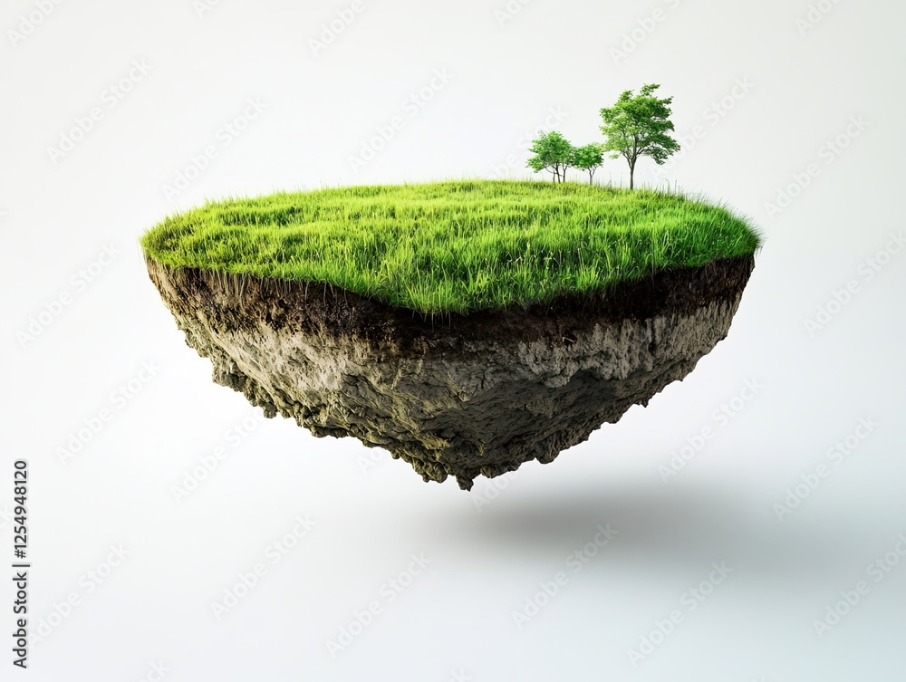 Earth land Soil layers 3D Illustration round soil ground cross section ...