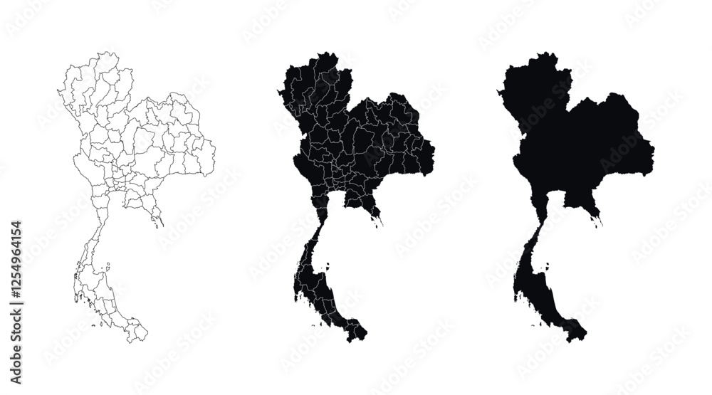 Thailand Map vector icon. Map of Thailand various styles. Stock Vector ...