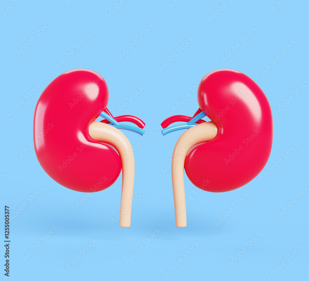 3d anatomy human kidneys medical icon render. Cartoon internal body ...