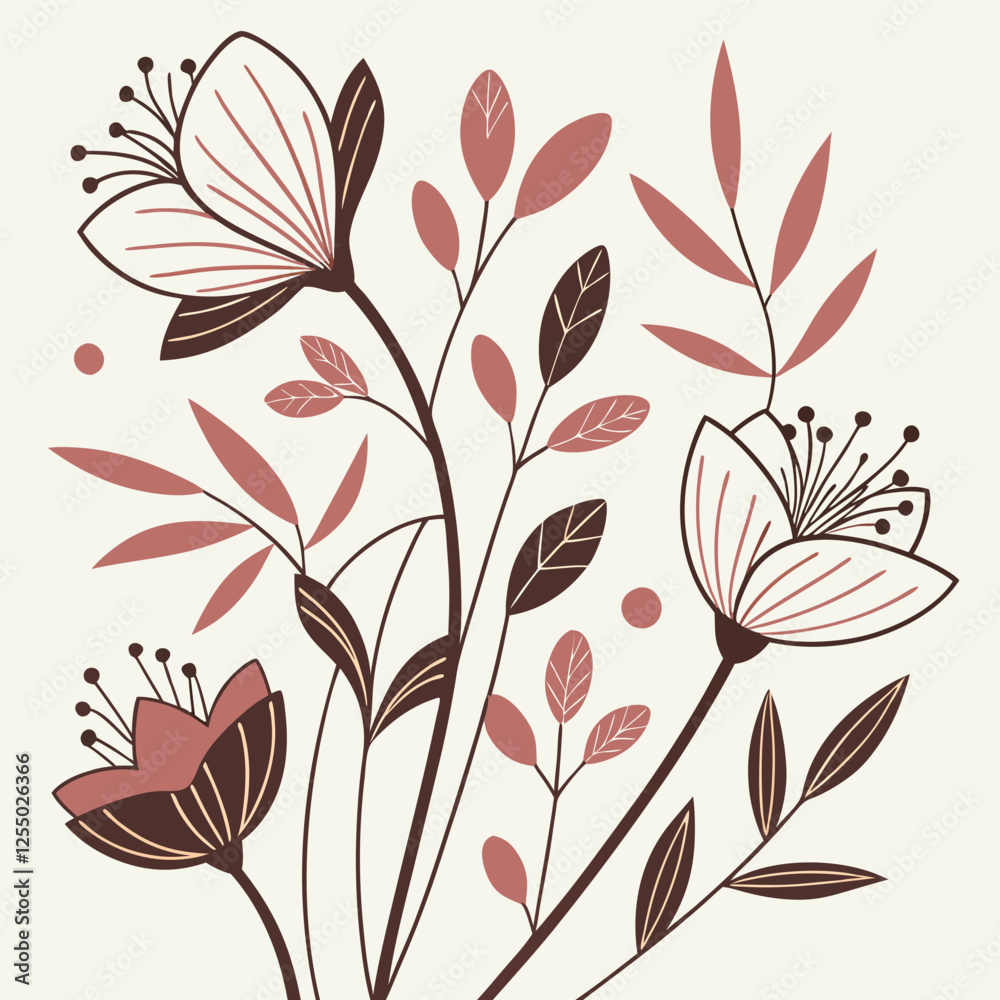 Floral Minimalism: A minimalist floral arrangement with a muted color ...