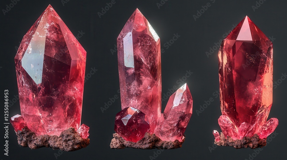 Set of red fashion crystal objects on png background. Ideal set for ...