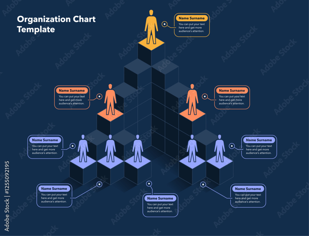 Modern infographic for organization hierarchy structure - dark version ...