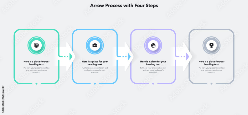 Arrow infographic process template with four steps. Graphic diagram ...