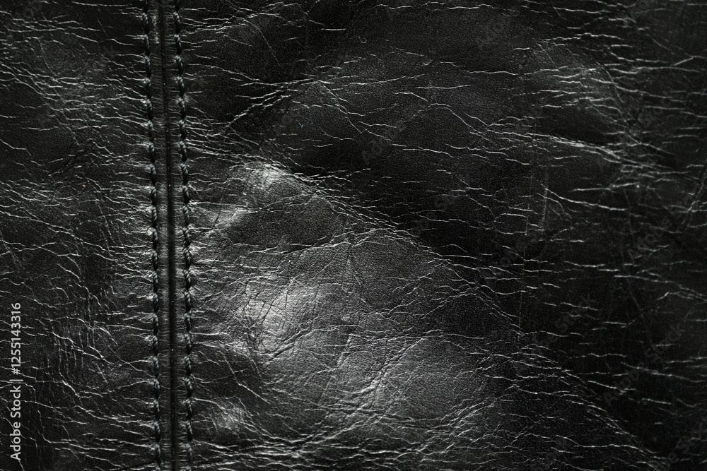 black leather jacket close up, macro black leather jacket texture, soft yet rugged, capturing ...