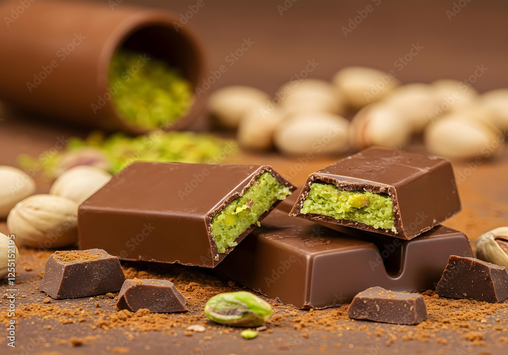 Trending Dubai chocolate bar with kataifi and pistachio paste filling ...