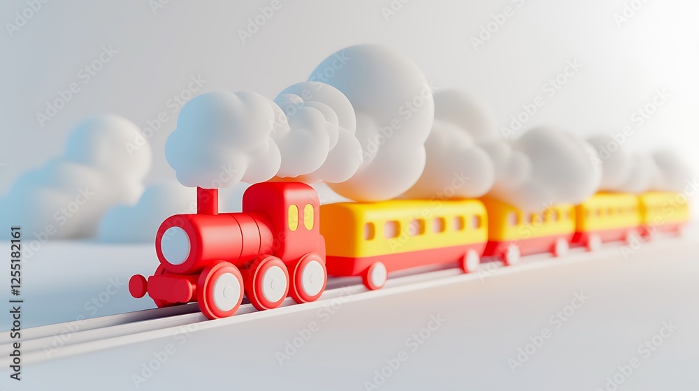 Cartoon train moving fast on track, simple background, kids ...