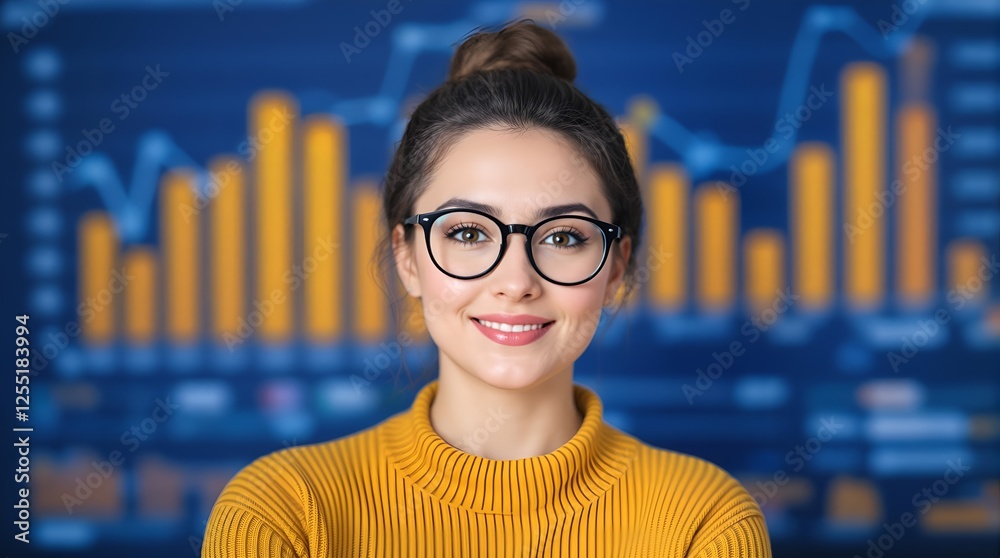 Future-Ready Leadership: Professional Woman Analyzing Business Reports in a Holographic ...