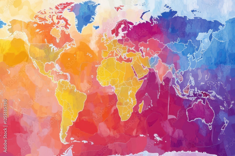 Digital map showing climate zones, bright and colorful with informative ...