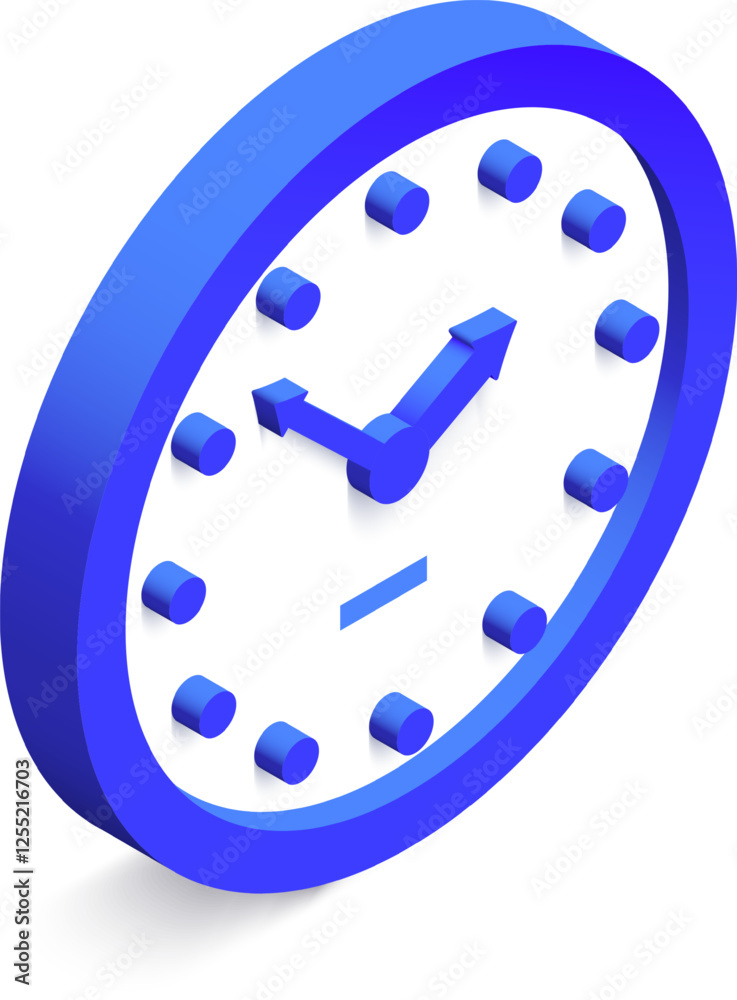 Classic blue clock showing half past eleven, with hour and minute hands ...