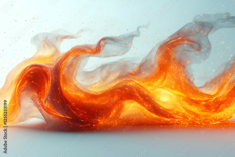 Vivid and intense flames with smooth, flowing motion, isolated on a ...