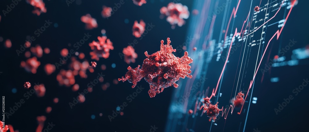 Virus models interacting with digital graphs, representing data ...
