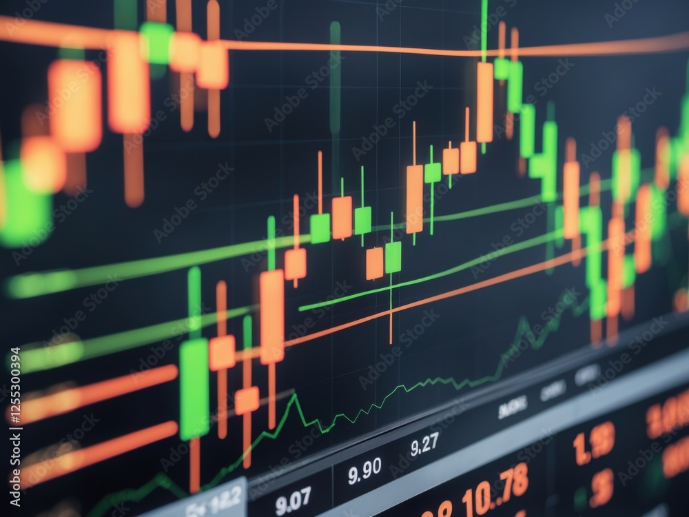 Stock Market Candlestick Chart Data Analysis Stock Photo | Adobe Stock