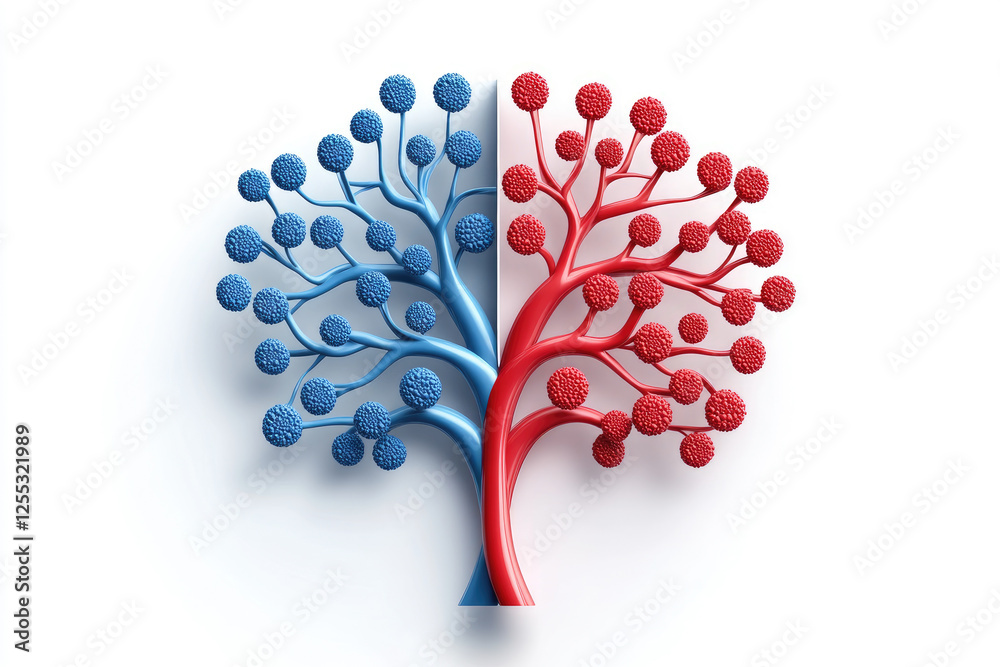 Visualizing arterial branching and blood cell functions human body flat ...