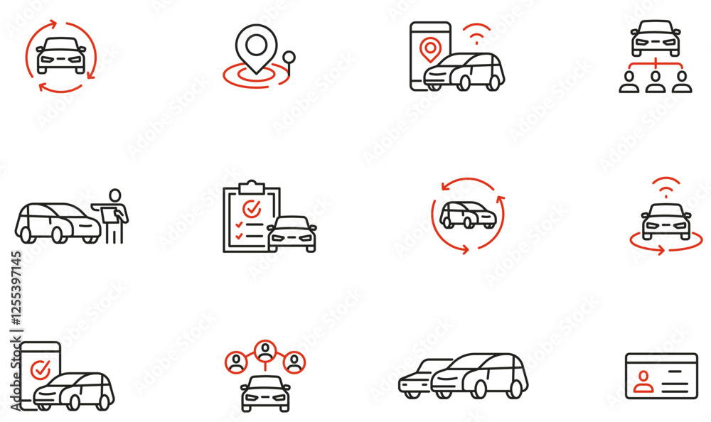 Vector Set of Linear Icons Related to city transport for smart ...