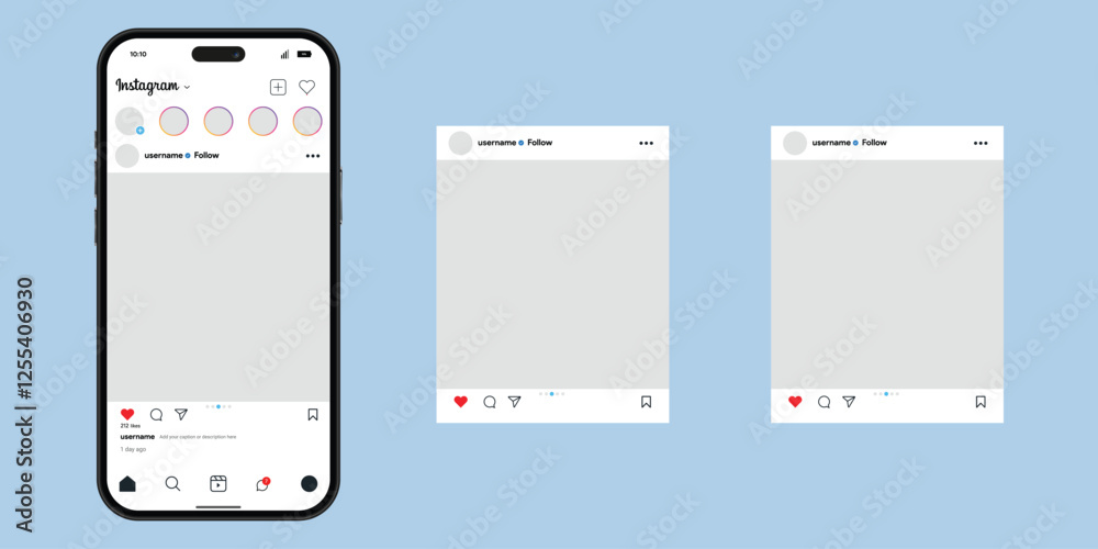 instagram mockup page vector file Stock Vector | Adobe Stock