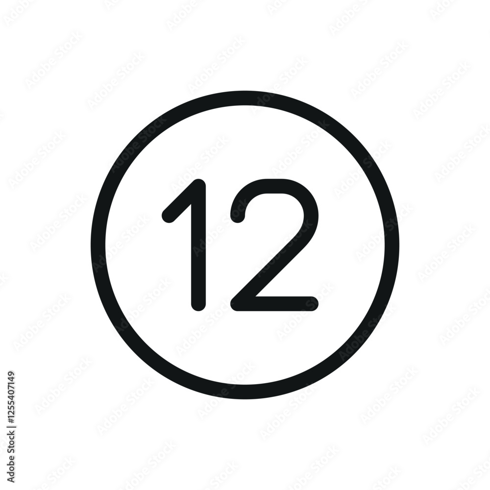 Billiard ball number 12 line icon, ball number twelve vector symbol ...