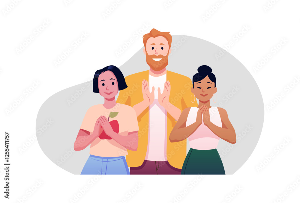 Applauding people, showing appreciation vector flat illustration ...