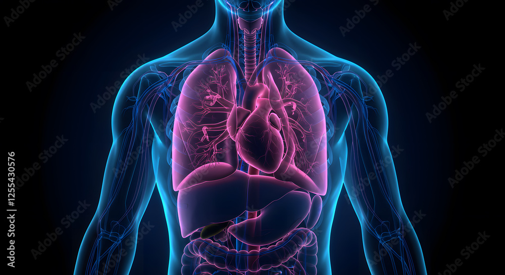 Human Anatomy 3D Model: Respiratory and Cardiovascular Systems Detailed ...