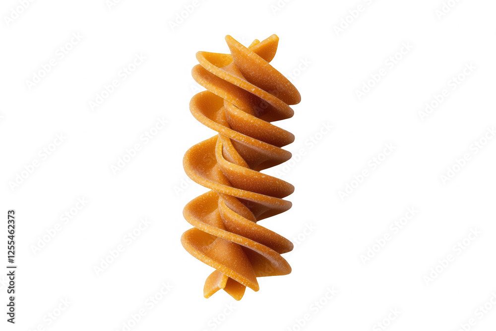 Unique spiral-shaped pasta with a smooth texture on a white background ...