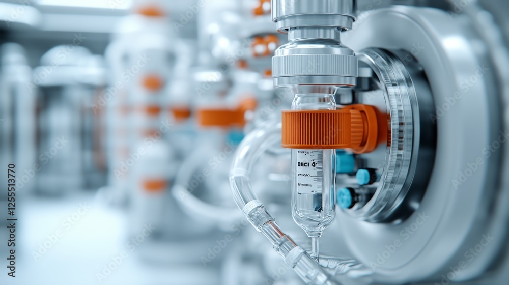 Close-up of blood transfusion tubes connected to dialysis machine, high ...