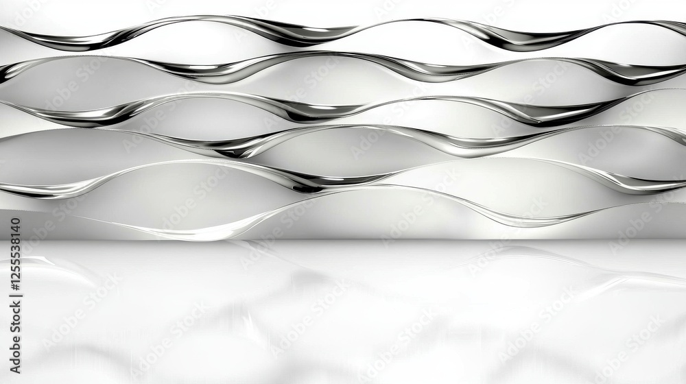 Abstract Silver Wavy Design with Smooth Curves and Shiny Texture for ...