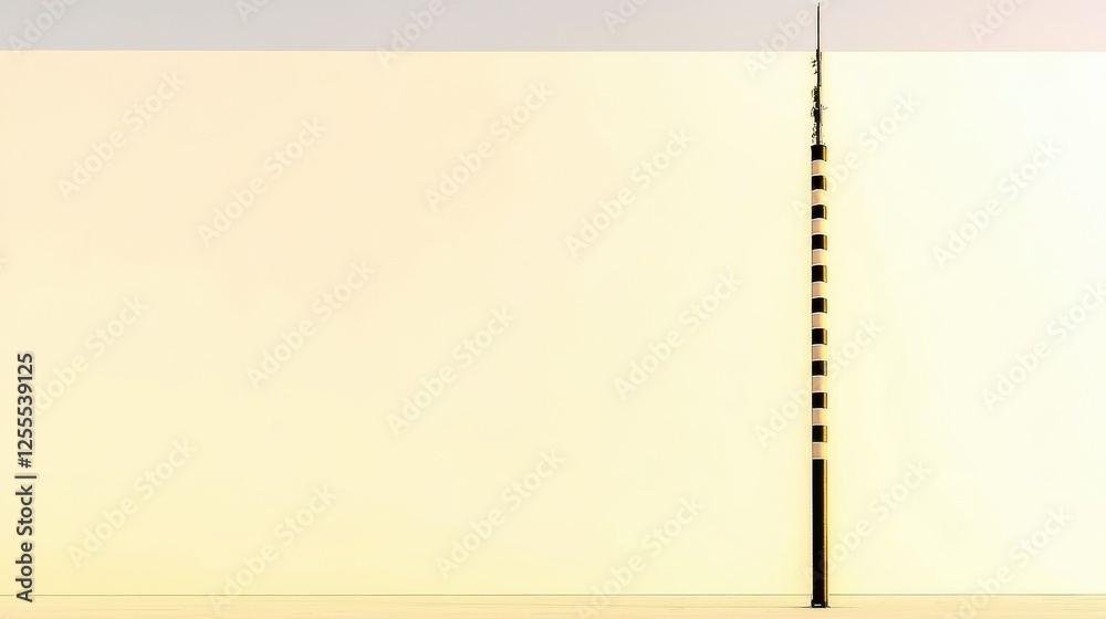 Tall black and yellow striped tower standing against a plain background ...