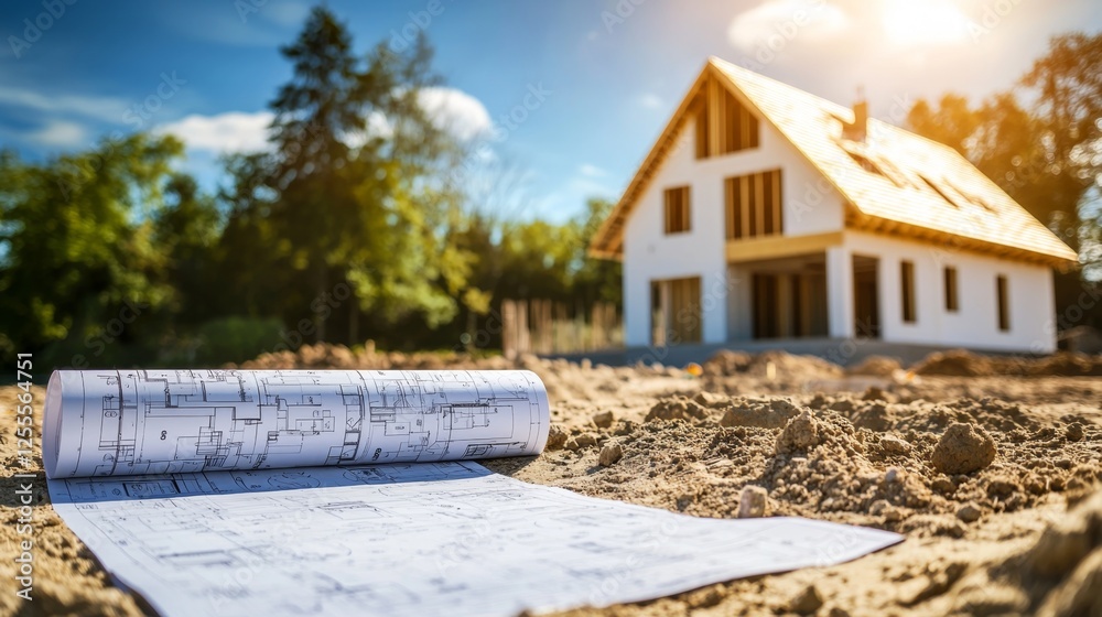 Architecture blueprints construction site featuring house plans and ...