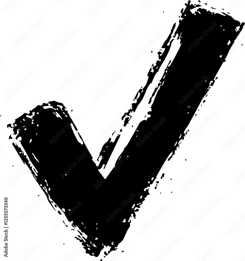 Black and White Grunge Tick Sign Vector - Distressed Tick Sign Stock ...