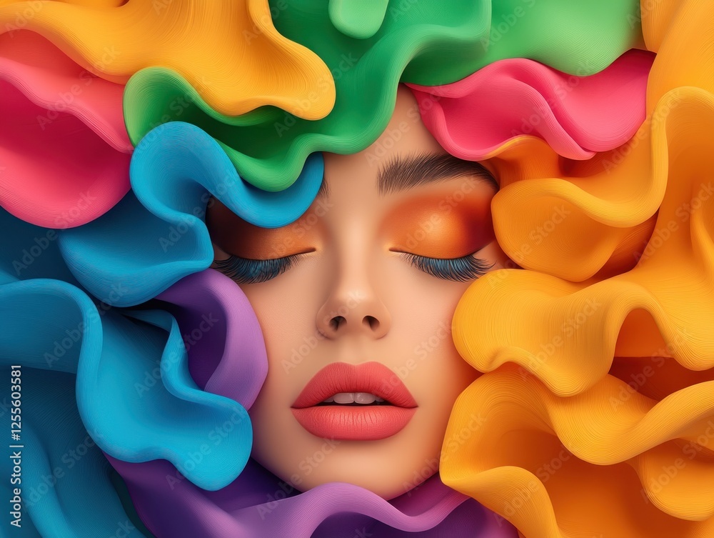 Explore vibrant AI art with this colorful abstract portrait, a stunning ...